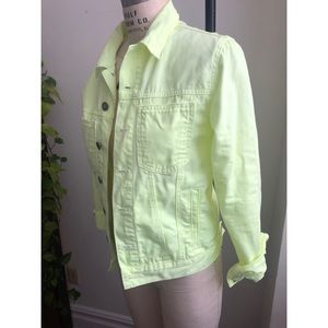 unknown | Jackets & Coats | Neon Yellow Sz Med Denim Jacket | Poshmark